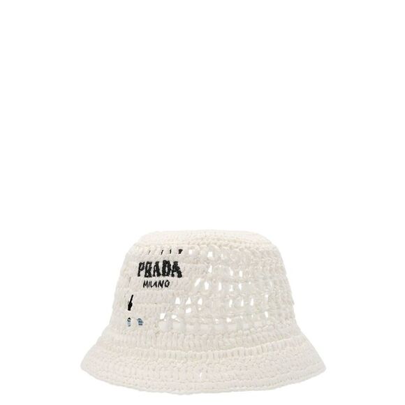Prada | Accessories | Prada Raffia Logo Bucket Hat | Poshmark